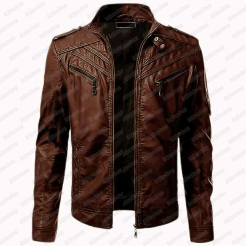 Promo Jaket Kulit Motor Pria Model Cboy Vector Atjin Original [2 Warna ...
