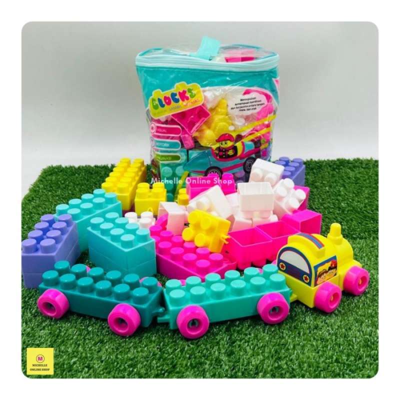 Promo Mainan Block Bongkar Pasang Balok Susun Isi 55pcs Blocks Building ...