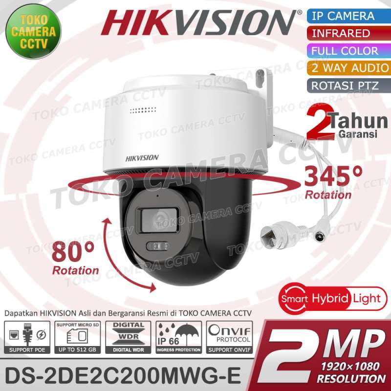 Jual Hikvision Ds-2de2c200mwg-e Ip Camera Cctv 2mp Colorvu Mini Pt ...