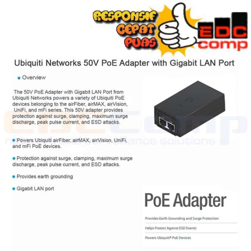 Promo Ubiquiti Ubnt Poe-50-60w Poe Adapter With Gigabit Lan Port Diskon ...