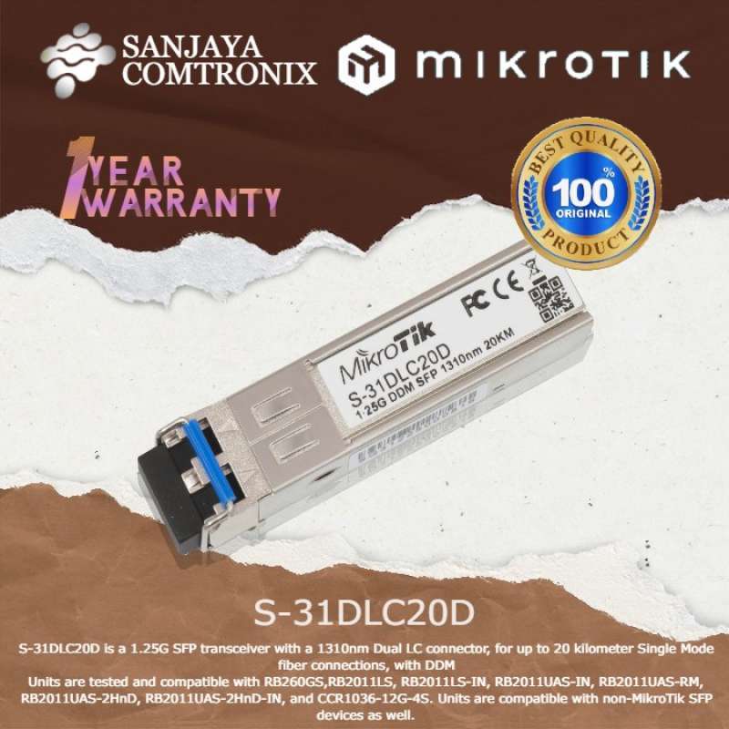 Promo Mikrotik S-31dlc20d Sfp (1.25g) Module, 20km, Single Mode Diskon ...