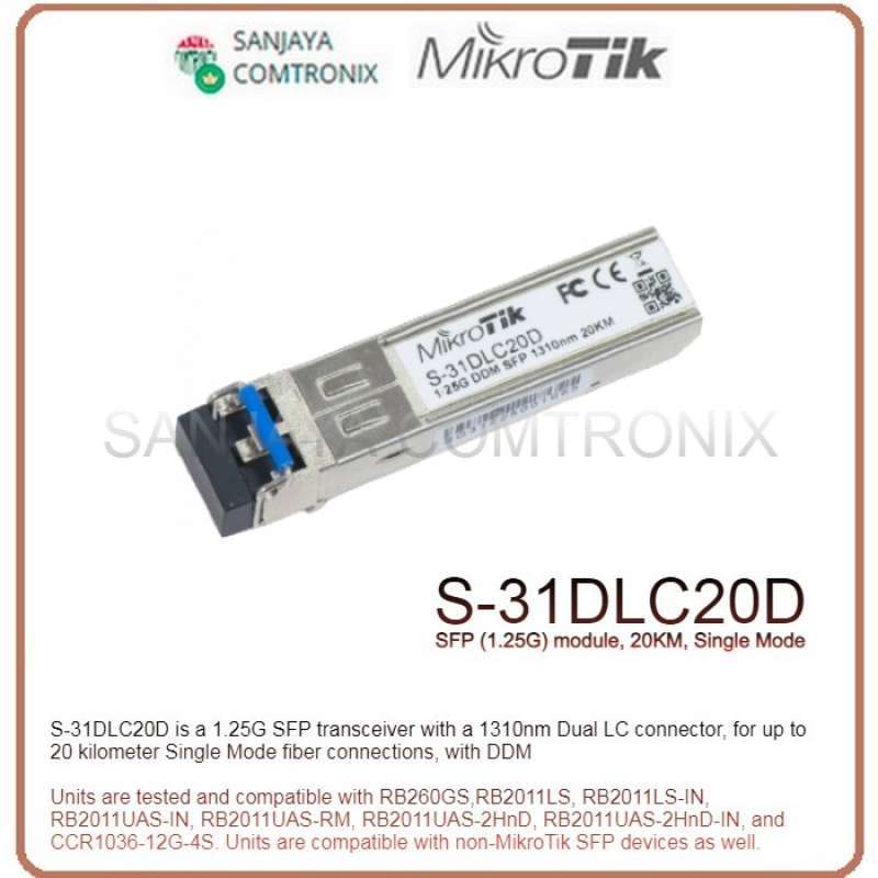 Promo Mikrotik S-31dlc20d Sfp (1.25g) Module, 20km, Single Mode Diskon ...