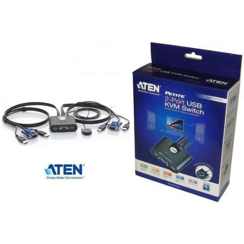 Promo Aten Cs22u 2-port Usb Vga Cable Kvm Switch With Remote Port ...