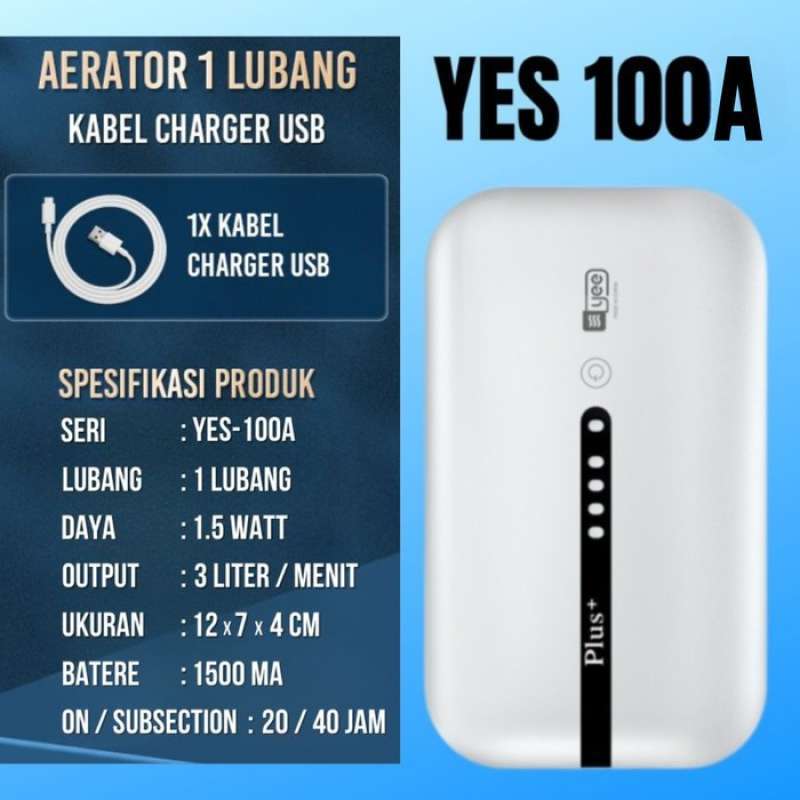 Jual Silent Aerator Pump Ac Dc Usb Rechargeable Yes-100b Yes-200b Pompa - Yes-100b Di Seller ...