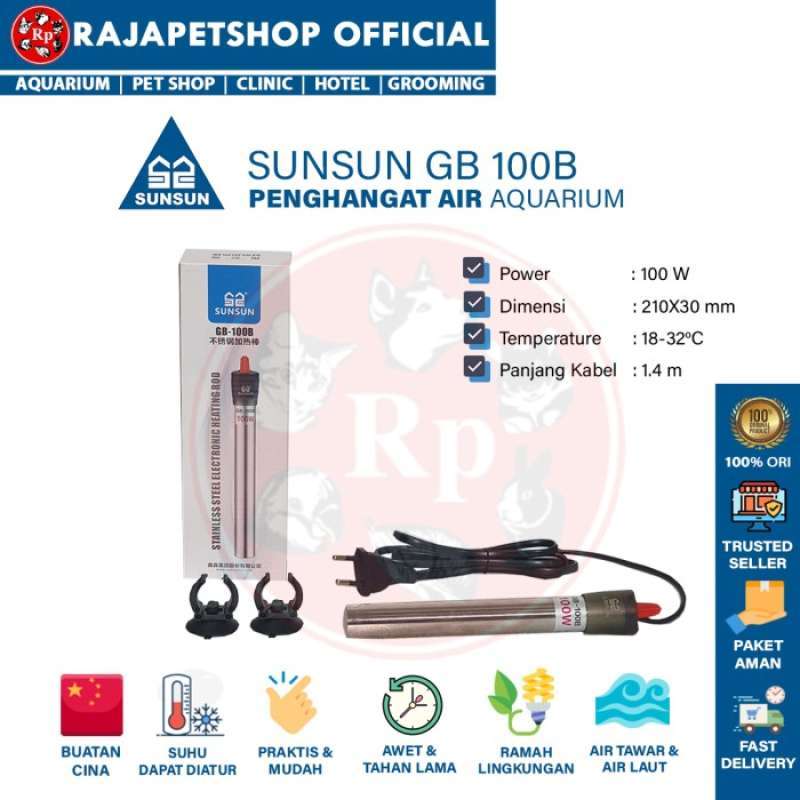 Jual Original Sunsun Heater Stainless Steel Gb 100b Penghangat Air ...