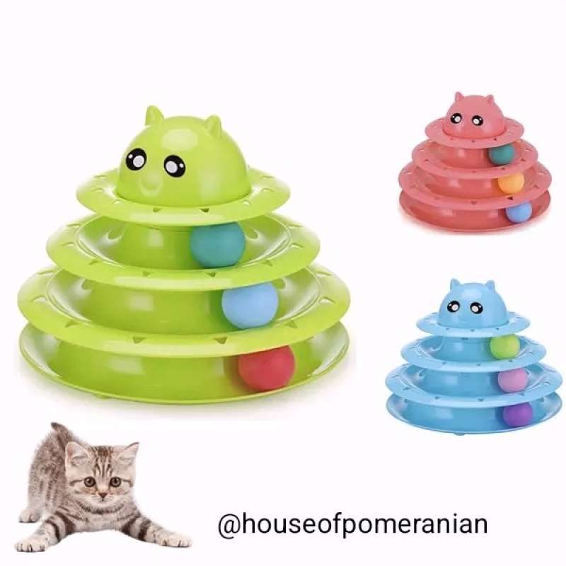 Jual Mainan Kucing Interaktif Bergerak Tower 3tingkat Bola Cat Toys ...