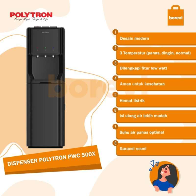 Jual Polytron Pwc 500x Dispenser Air Galon Bawah Hot Cold Normal Black ...