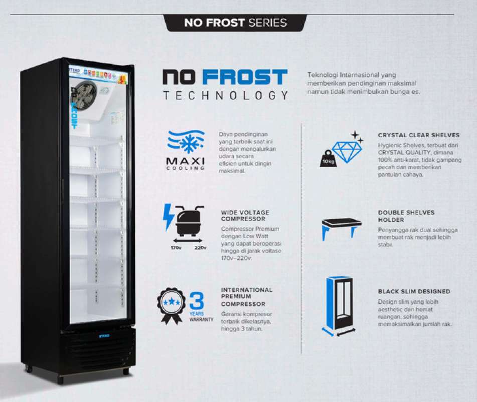 Promo Kulkas Showcase 320 Liter Steko Mg 300 / Chiller 6 Rak Steko ...