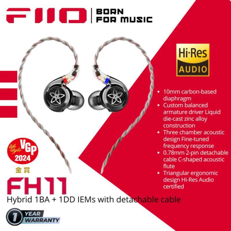 Promo Fiio Fh11 Hybrid 1 Dd + 1 Ba Iems With Detachable Cable 0.78mm 2-pin Diskon 23% Di Seller ...