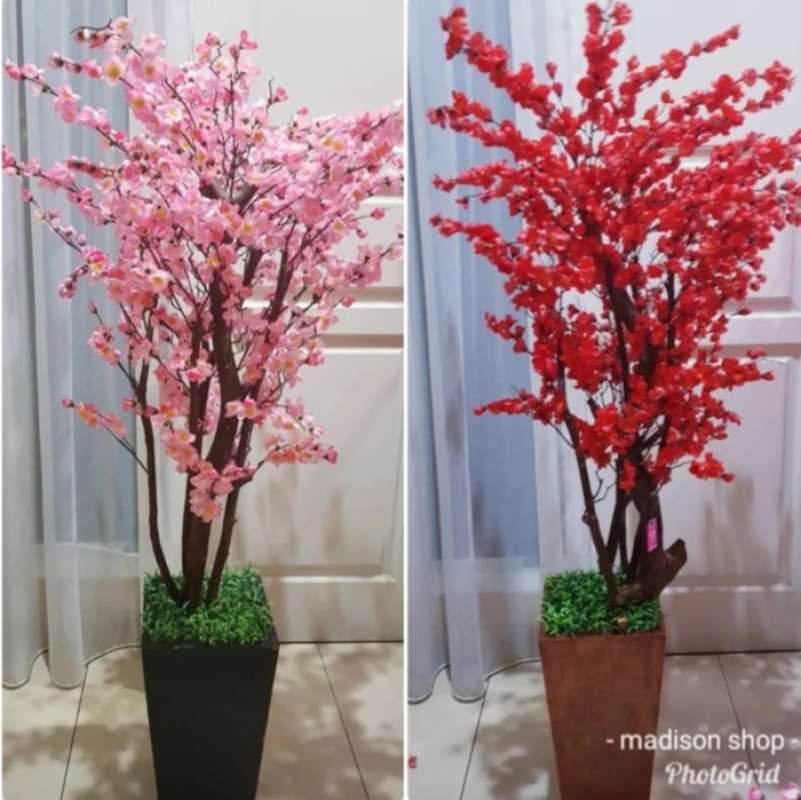 Promo Pohon Meihwa Imlek Besar 180cm Dekorasi Pohon Sakura Pink Merah ...