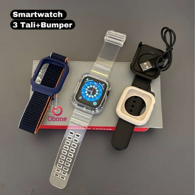 Promo Smartwatch Series 8 Dapat 3 Tali + 1 Bumper - Hitam-blue Diskon ...