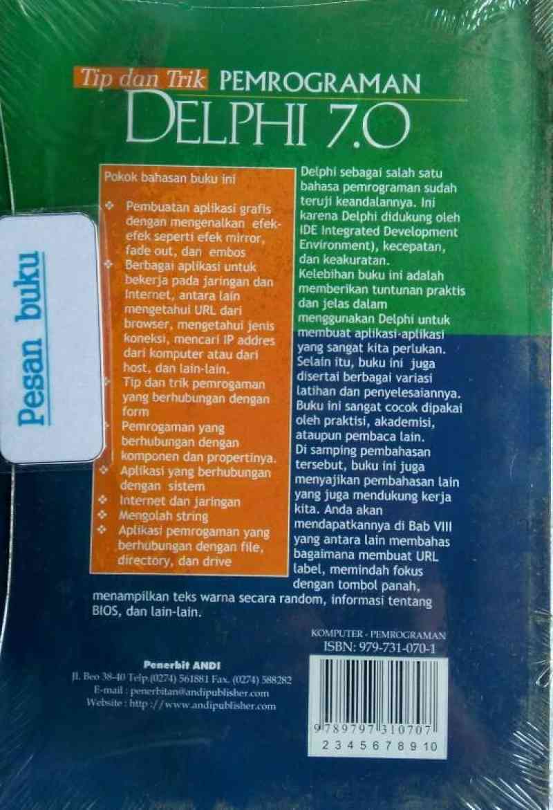 Promo Buku Tip Dan Trik Pemrograman Delphi 7.0 Diskon 23% Di Seller Zawaru Store - Tanah Tinggi ...