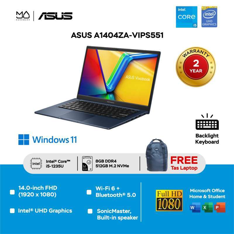 Jual Laptop Asus Vivobook 14 A1404za- Vips51/vips552 - Quiet Blue Di Seller Maju Hardware Laptop ...