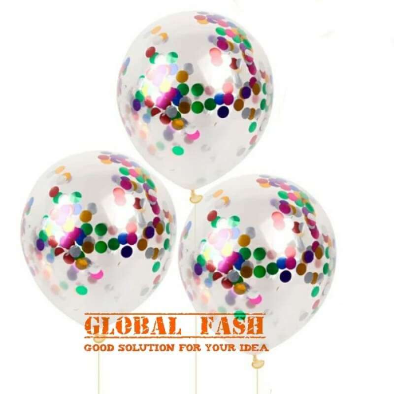 Promo Balon Latex Transparan Isi Confetti/ Balon Bening Isi Kertas ...