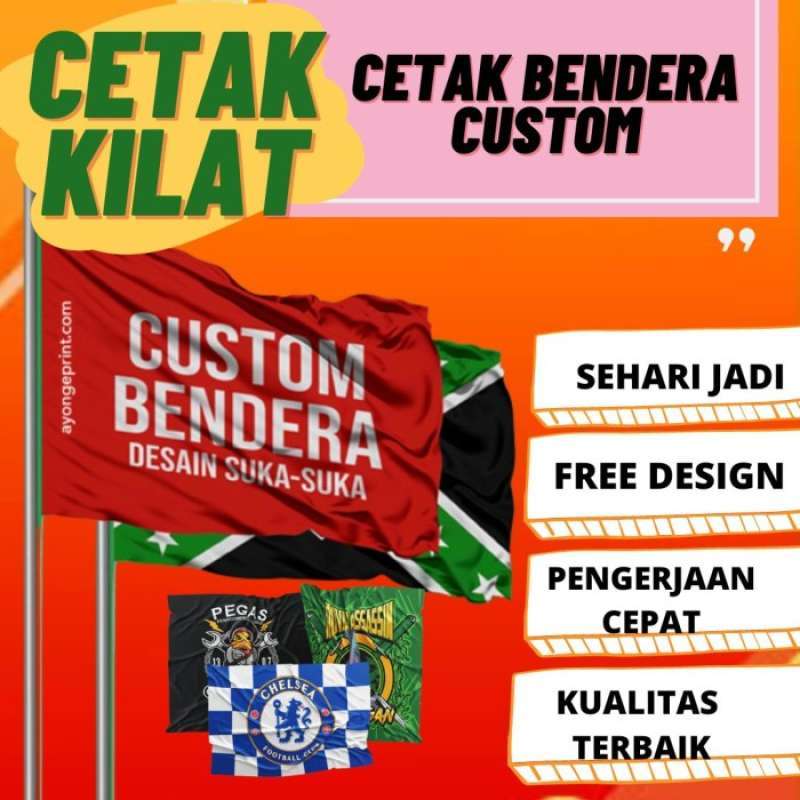 Jual [free Design] Cetak Bendera Kain Standar Custom Desain Sekolah Dll ...