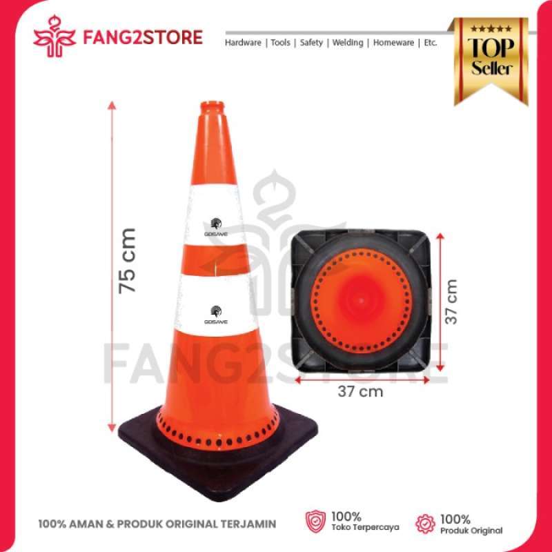 Jual Traffic Cone Karet Pvc Rubber 75 Cm / Kerucut Lalu Lintas Gosave - Putih - Kuning Di Seller ...