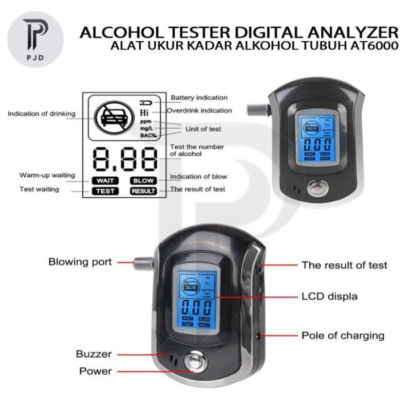 Jual Alcohol Tester Digital Analyzer - Alat Ukur Kadar Alkohol Tubuh ...