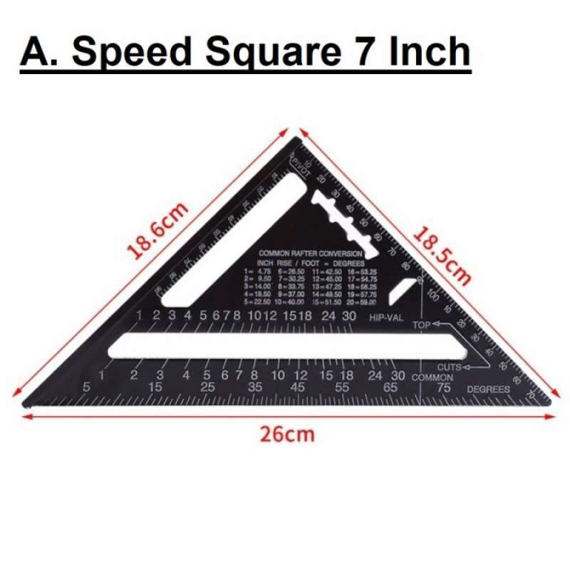 Jual Speed Square 7 Inch Penggaris Segitiga Siku Sudut Woodworking - 12 ...