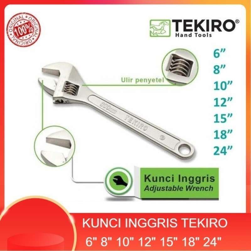 Jual Tekiro Kunci Inggris Kecil - Besar Inch Adjustable Wrench Komplit ...