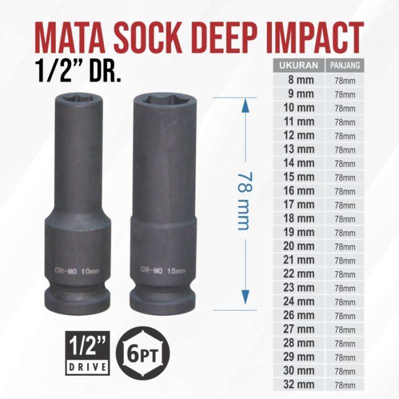 Jual Mata Sock Deep Impact Hitam 1/2 6pt / Mata Sock Panjang Impact ...