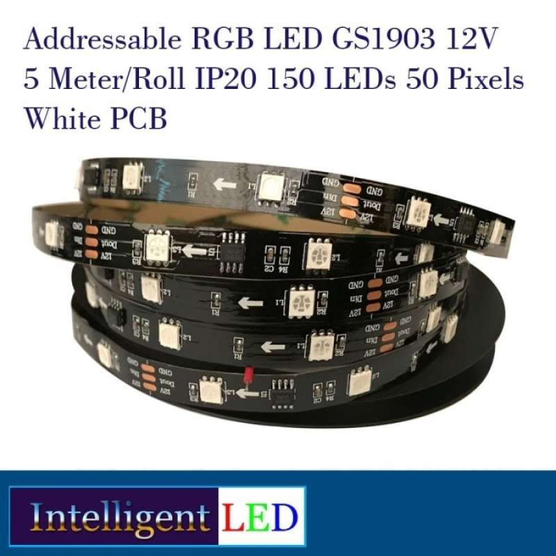 Jual Addressable Rgb Led Ws2811 Ws2811 30leds 12v 5m/roll Black Pcb - Ws2811 Isi 10 R Di Seller ...