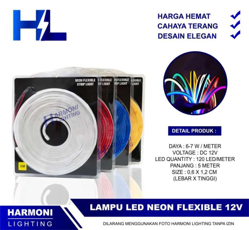 Jual Neon Flex Lampu Led Strip Selang Fleksibel Flexible Dc 12v 5 Meter 5m - Trafo5a+colokan Di ...