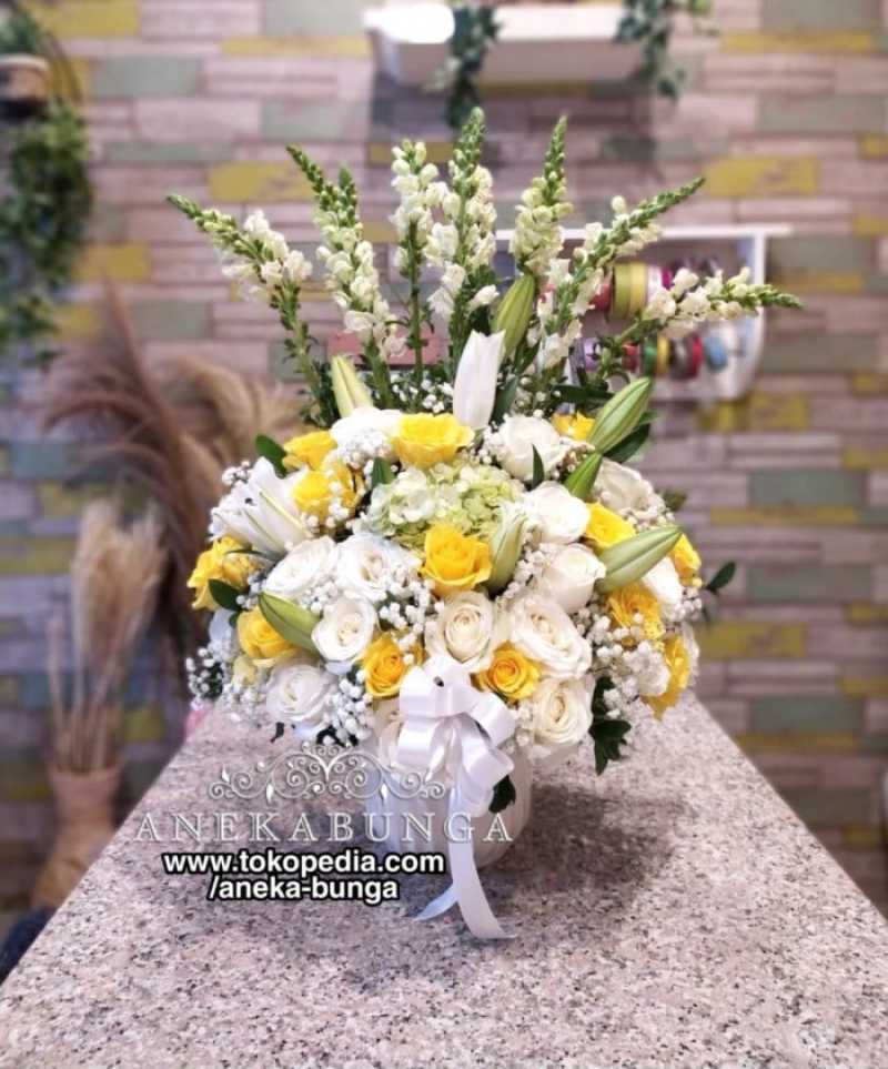 Promo Rangkaian Pot Keramik Bunga Meja Mawar Fresh Snap Dragon Table ...