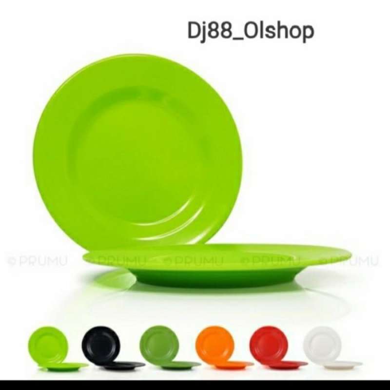 Jual Piring Makan Nasi Sayur Lauk Melamin Ceper Hitam Putih Warna Unica ...