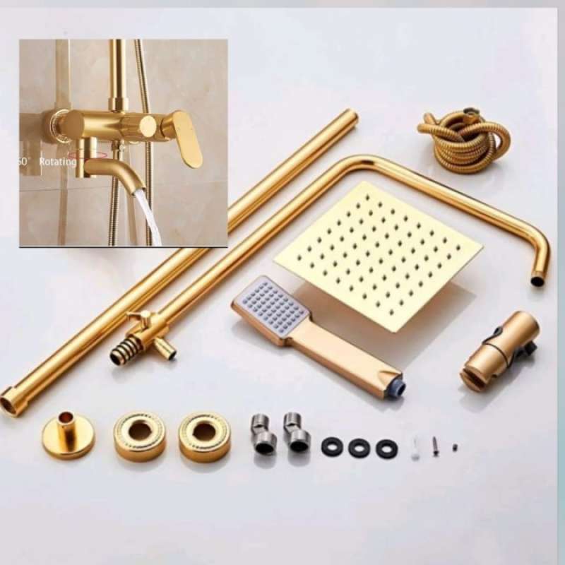 Jual Shower Tiang Gold Emas Model Onda /showe Set Kamar Mandi Panas ...