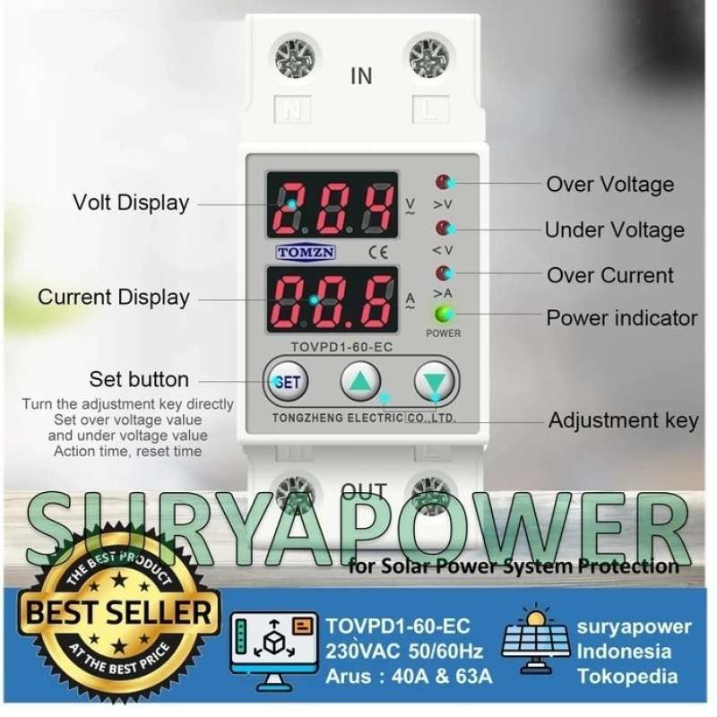Jual Adjustable Under/over Voltage, Over Current Protector 40a 63a - Tomzn - 40a-(3 Tombol) Di ...