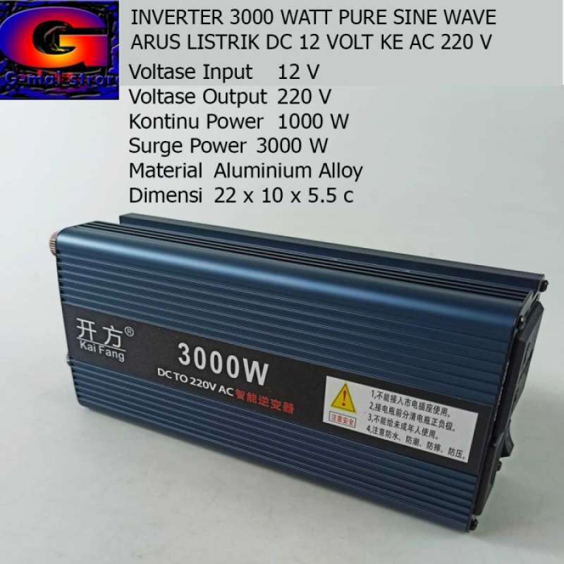 Jual Inverter Dc Ke Ac Pure Sine Wave 3000 Watt 12v To 220v Di Seller ...