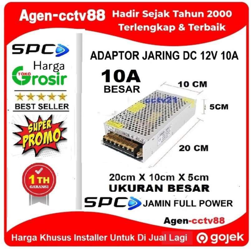 Jual Adaptor Jaring Power Supply Spc Dc 12v 10a Murni Untuk Cctv - Led ...