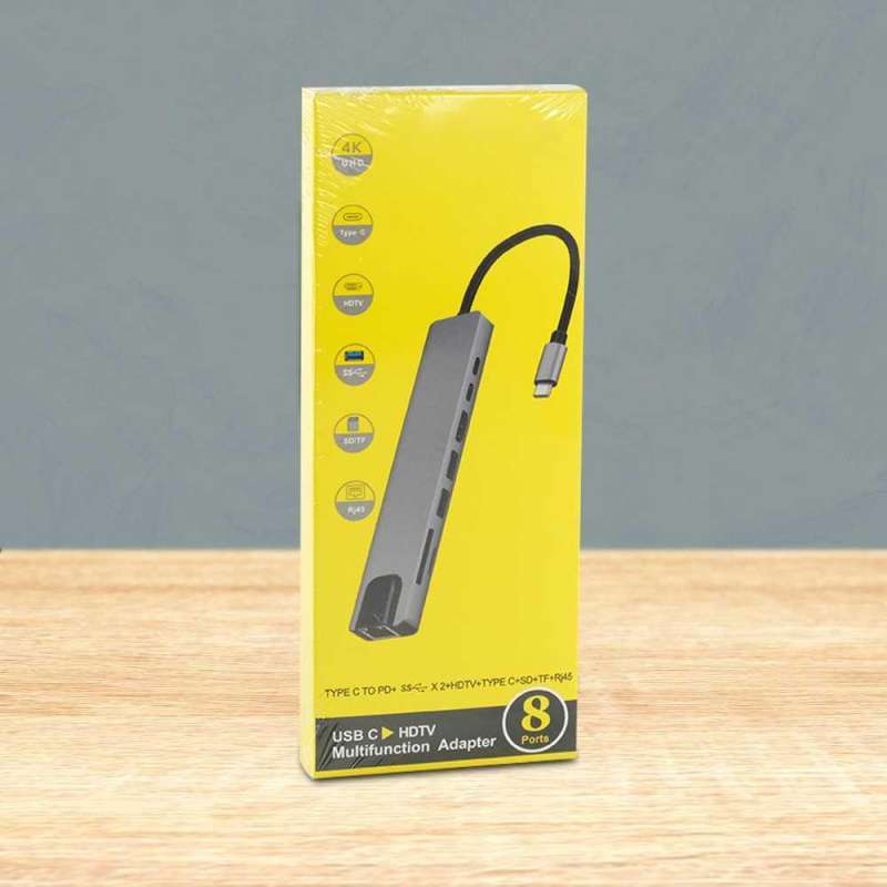 Jual Ammto Usb Hub Type C 8 In 1 Rj45 Hdmi 4k Display Adaptor K1 ...