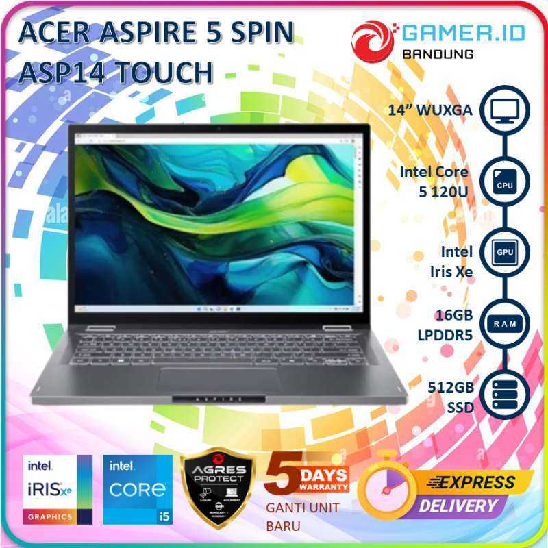 Jual Acer Aspire 5 Spin Asp14 Touch I5 120u 16gb 512gb 14 Wuxga Di Seller Gamer Id Bandung ...