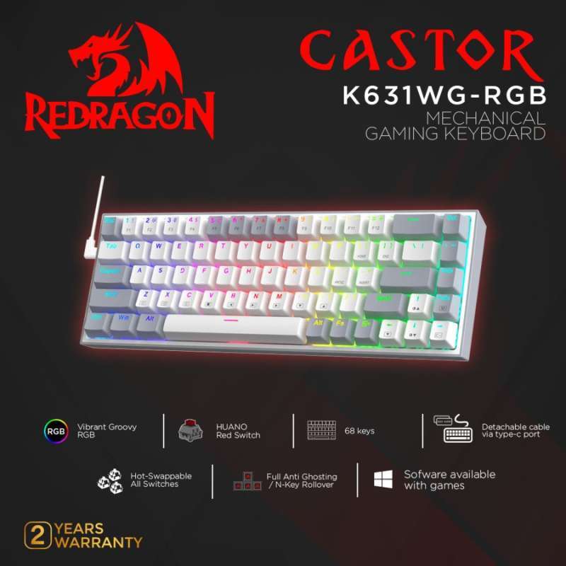 Promo Redragon K631wg Mechanical Gaming Keyboard 65% Rgb Castor Diskon 23% Di Seller Ibos Store ...