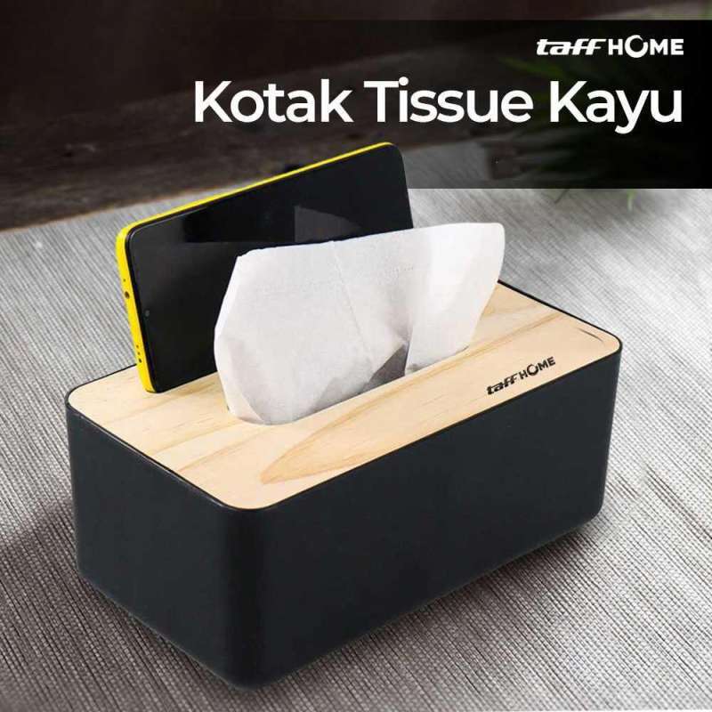 Jual Kotak Tisu Kayu Tissue Box Dengan Holder Smartphone Zj008 Kotak ...