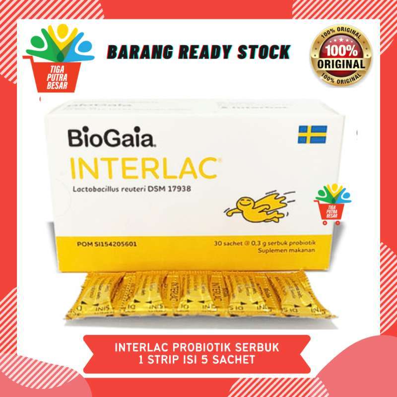 Jual Interlac Probiotik 1 Strip Isi 5 Sachet / Biogaia Serbuk Probiotik ...