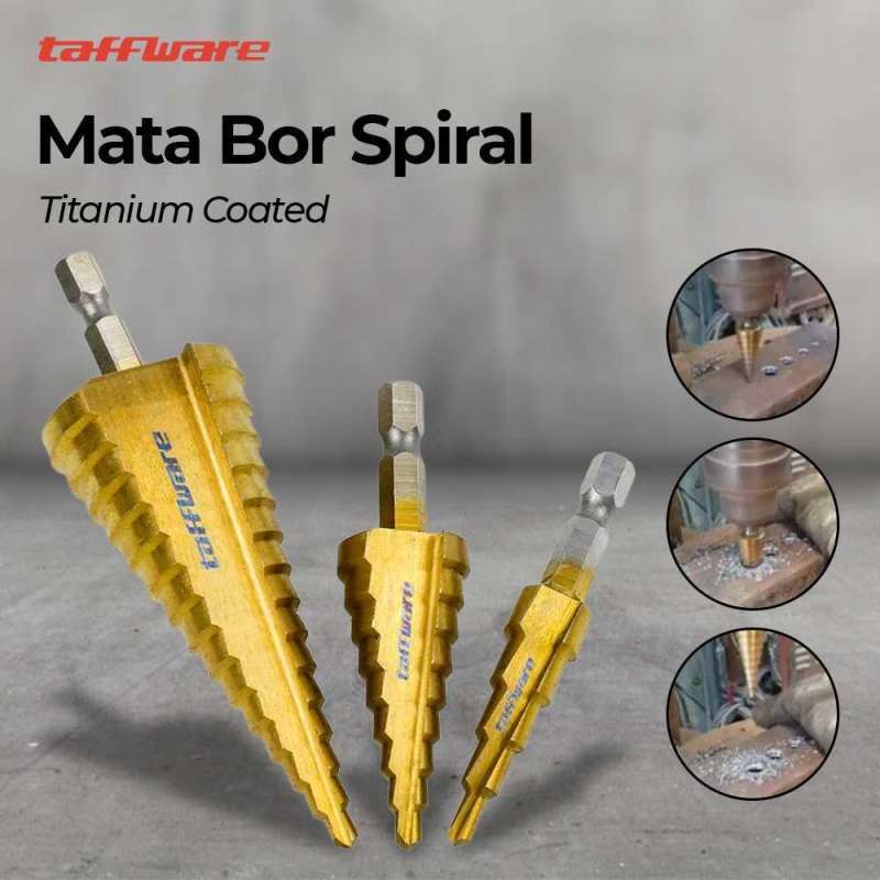 Jual Mata Bor Spiral Drill Bits Titanium Coated 3 Pcs Bor Besi Baja Set ...