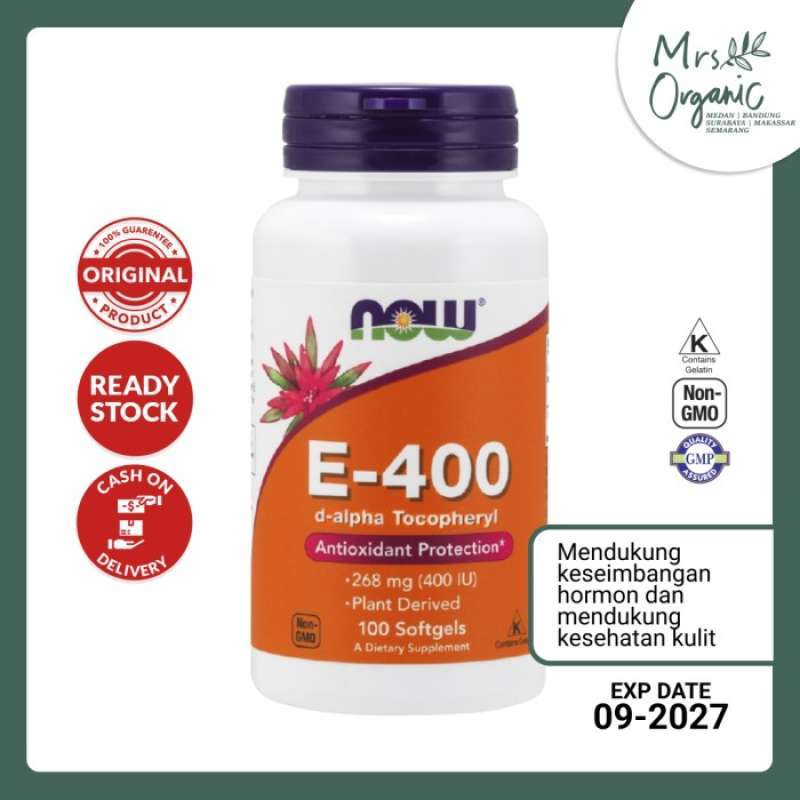 Promo Vitamin Suplemen E-400 400 Iu D-alpha Tocopheryl Now 100 Kapsul ...
