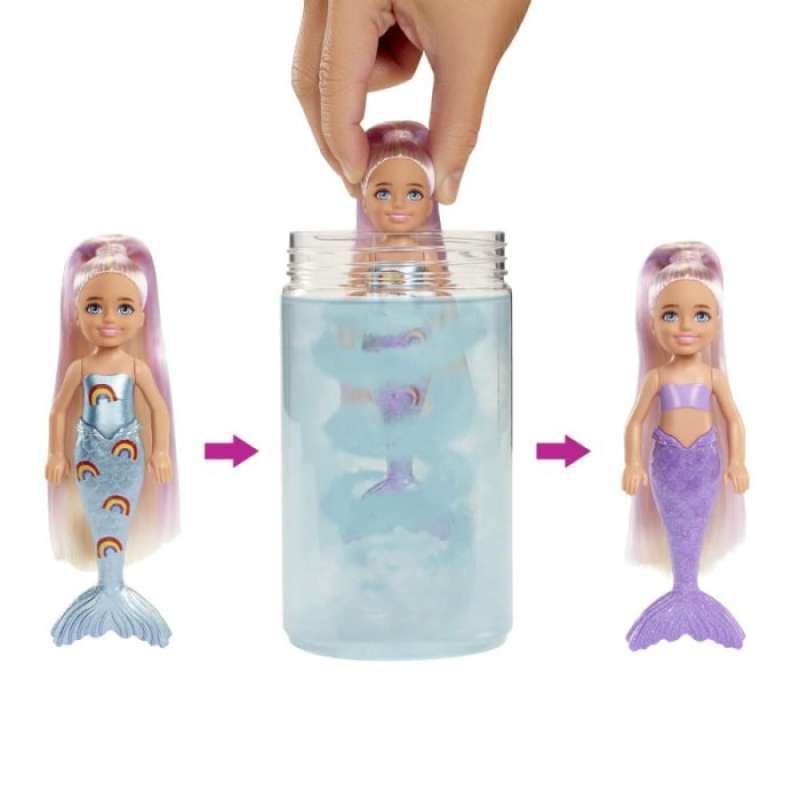 Promo Boneka Chelsea Rainbow Mermaids Barbie Surprise Color Reveal Doll ...