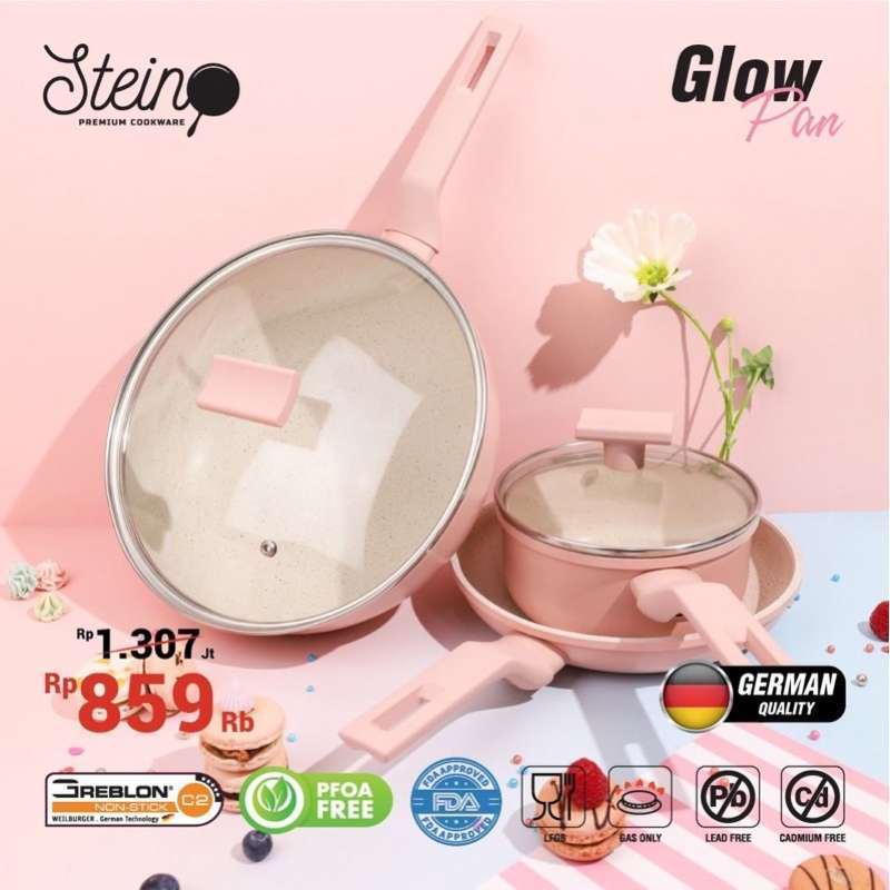 Jual Glow Pan Satuan Series Steincookware - Glowpan Pink Set Di Seller ...