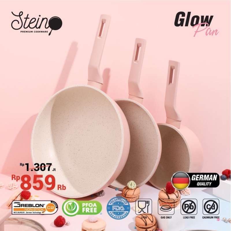 Jual Glow Pan Satuan Series Steincookware - Glowpan Pink Set Di Seller ...