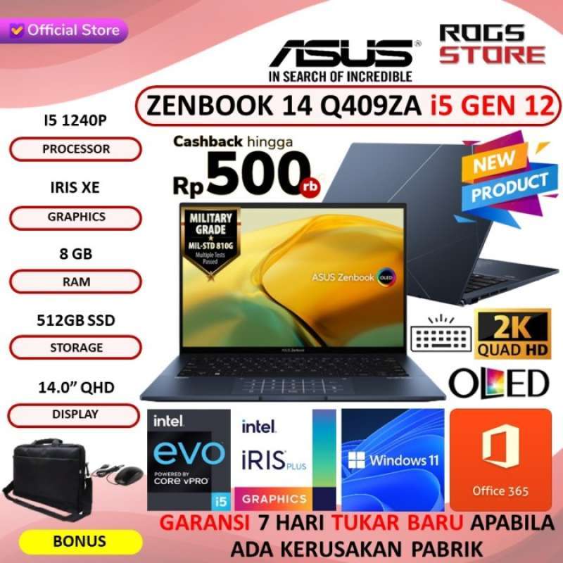 Promo Asus Zenbook 14 Q409za Ux3402za Oled Core I5 1240p 8gb 512 Ssd ...