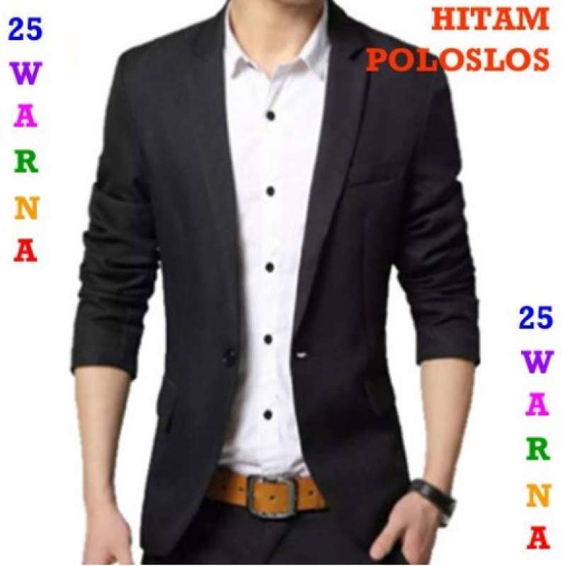 Jual 25 Warna Blazer Pria Jas Cowok Laki Hitam Polos Los Black Kantor ...