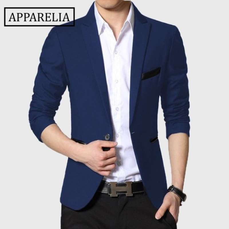 Jual Blazer Pria Slimfit Nikayu Warna Biru Dongker (navy) High Twist ...