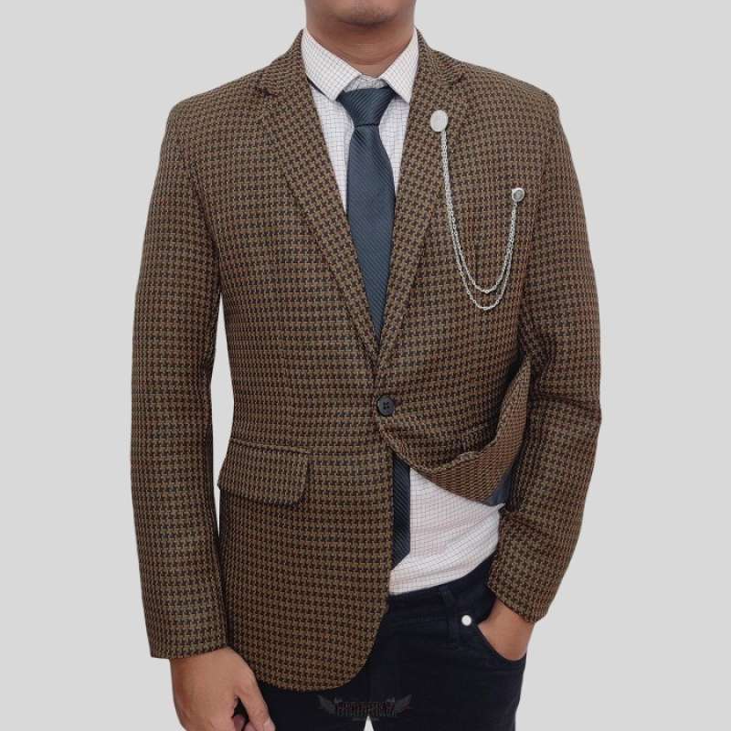 Jual Jas Blazer Pria Keren Slimfit Moca / Coklat Dan Abu Abu Kotak ...