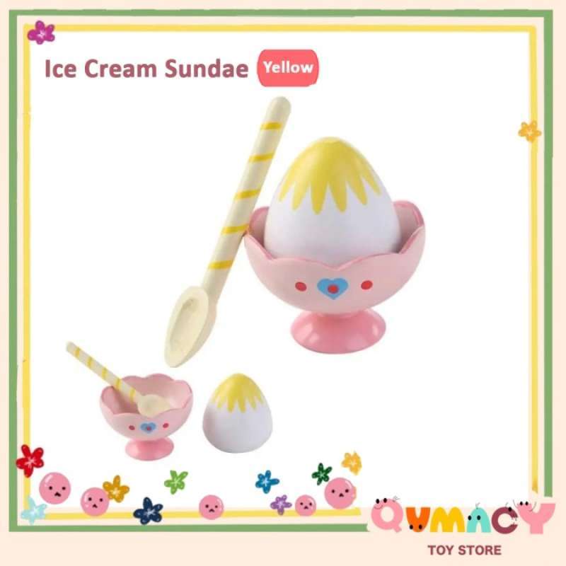 Promo Promo- Wooden Ice Cream Sundae - Mainan Es Krim - Kuning Diskon ...