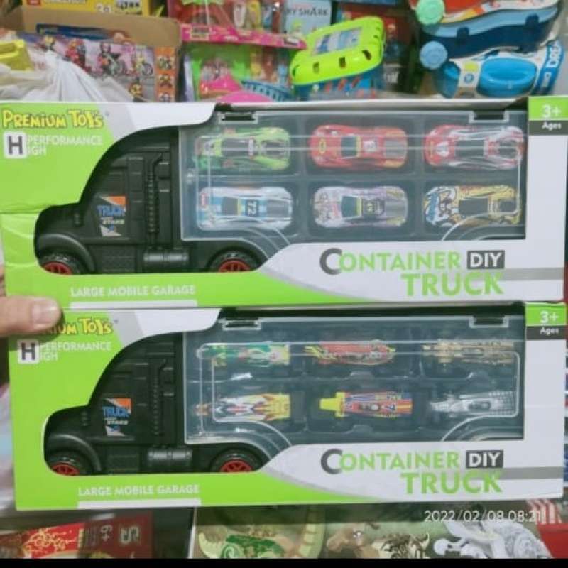 Promo Mainan Mobil Container Diy Truck Slide Storage Truck Truk Garasi ...