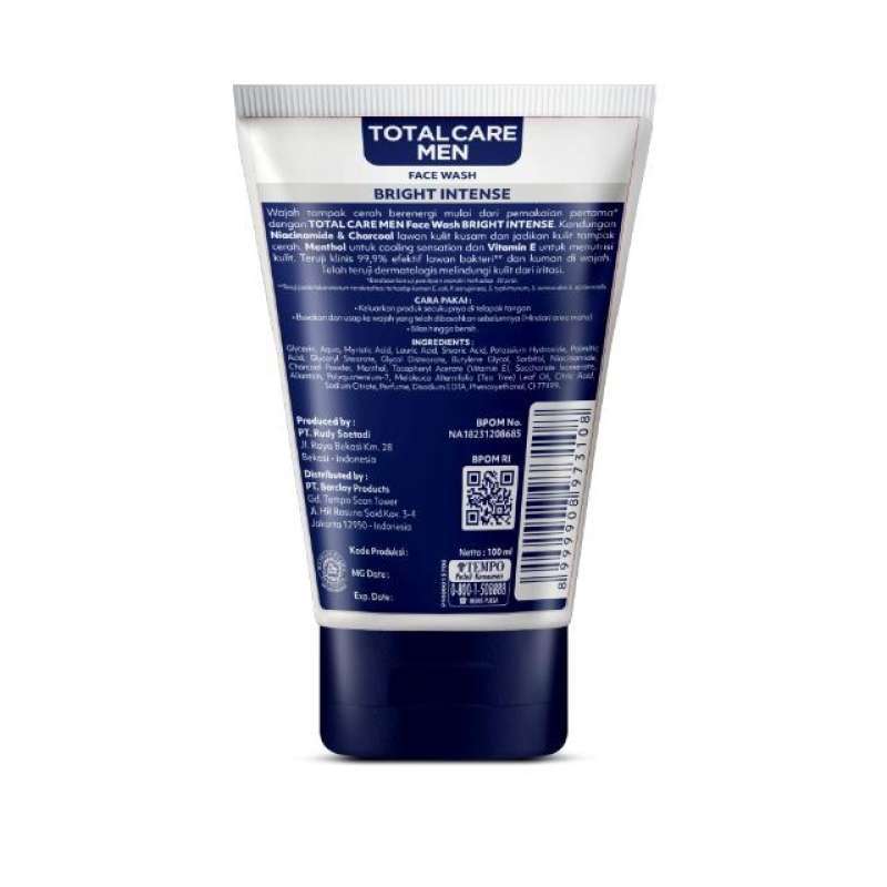 Promo Total Care Men Face Wash - Bright Intense [100 G] Diskon 11% Di ...