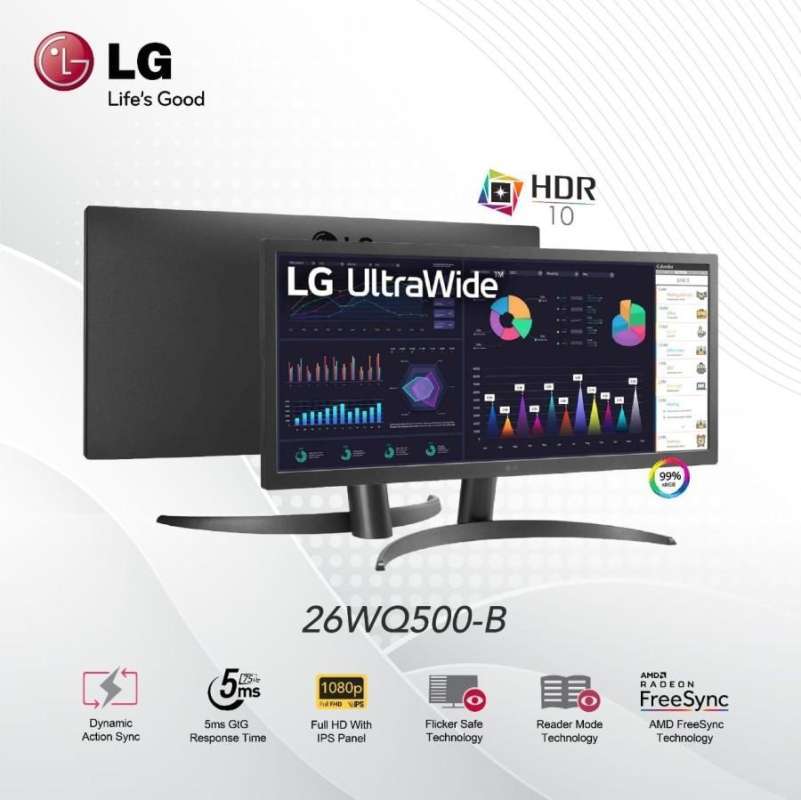 Jual Monitor Lg 26wq500-b 26inch Ultrawide Fhd Ips Hdr10 75hz Freesync ...